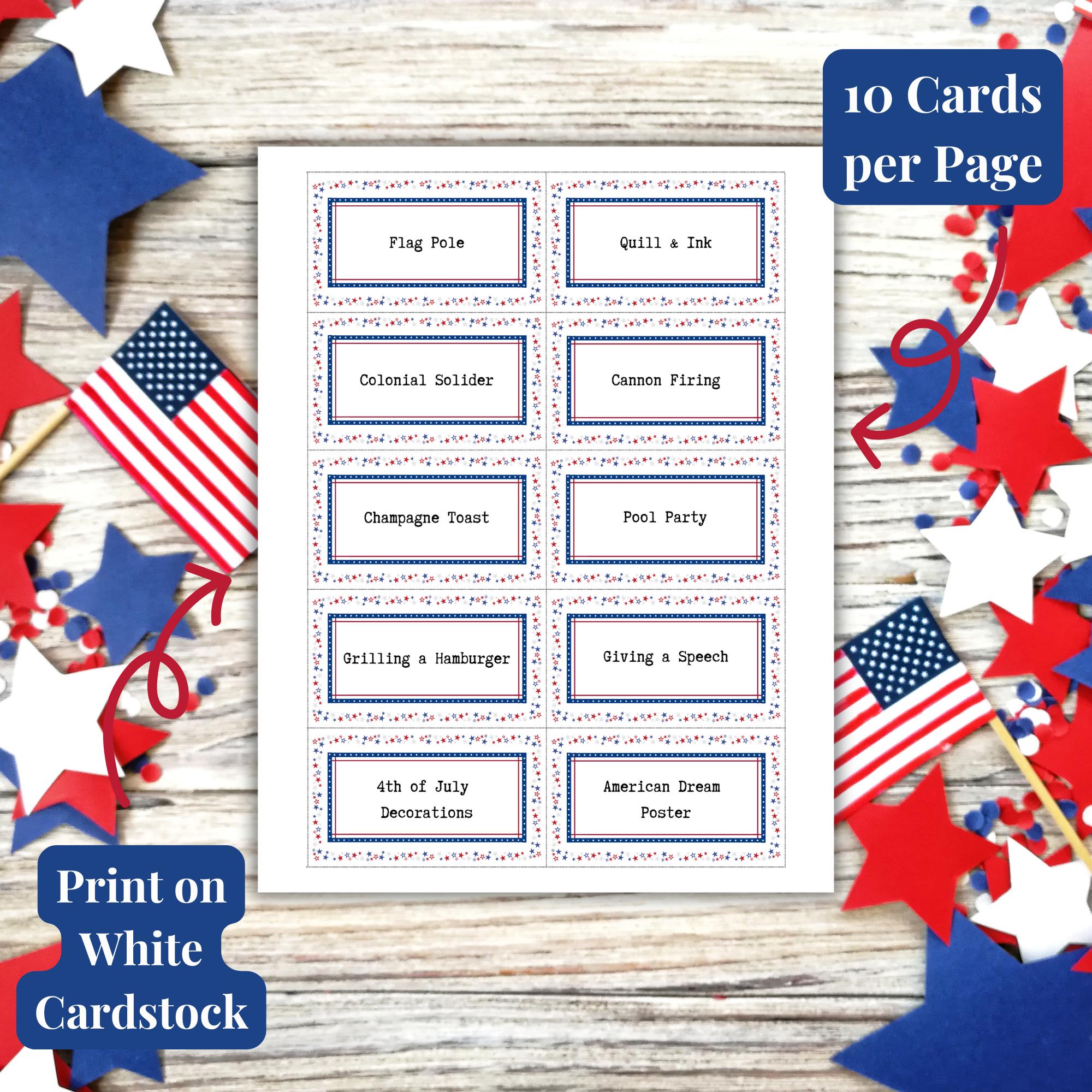 4th of July Pictionary, Patriotic Fourth of July Game, School Party ...