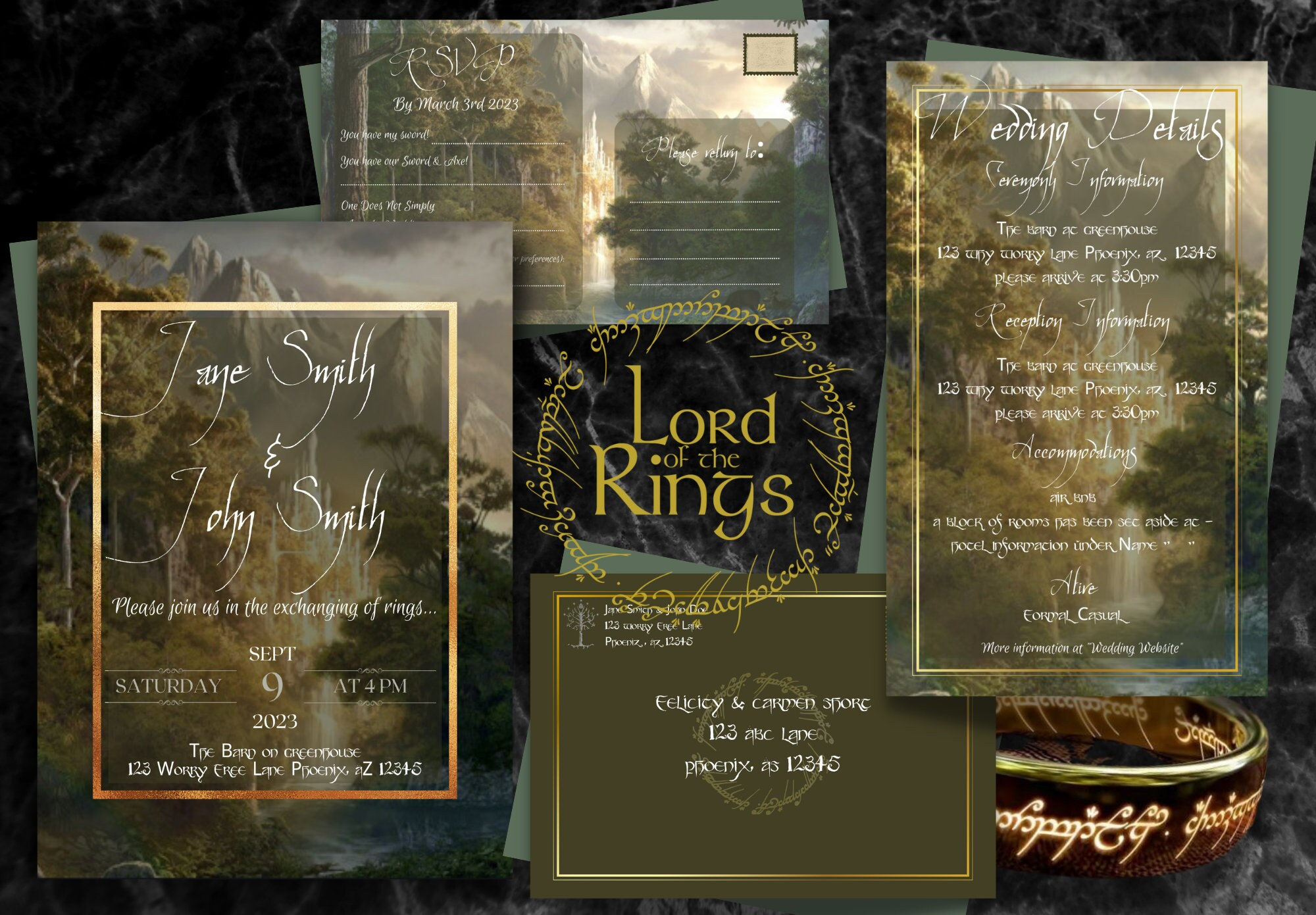 Lord of the Rings Wedding Invitation Bundle - Etsy