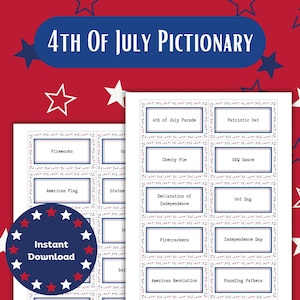 4th of July Pictionary, Patriotic Fourth of July Game, School Party ...