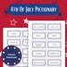 4th of July Pictionary, Patriotic Fourth of July Game, School Party ...