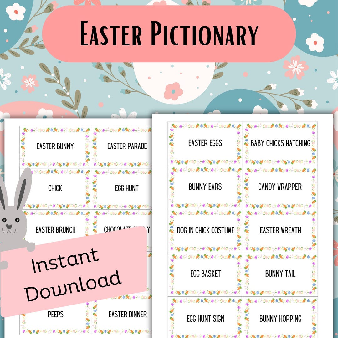 Easter Pictionary Printable Game, 60 Cards, Family & Teacher Game ...