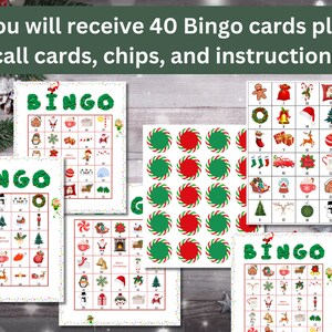 40 Christmas Bingo Cards, Printable Christmas Bingo, Christmas Family ...