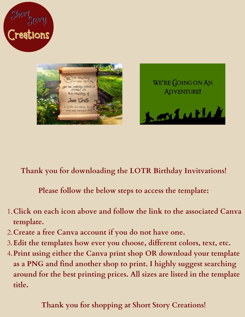 Lord of the Rings Birthday Invitation, Digital Download, Customizable ...