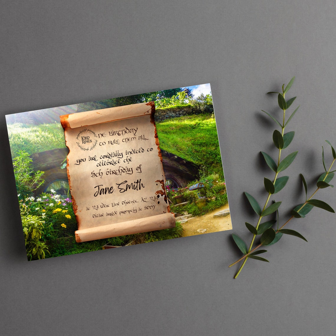 Lord of the Rings Birthday Invitation, Digital Download, Customizable ...