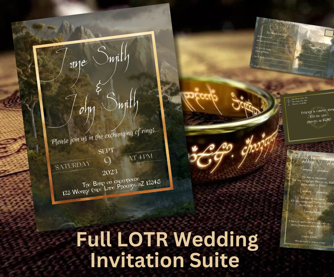 Lord of the Rings Wedding Invitation Bundle, LOTR Wedding Invitations ...