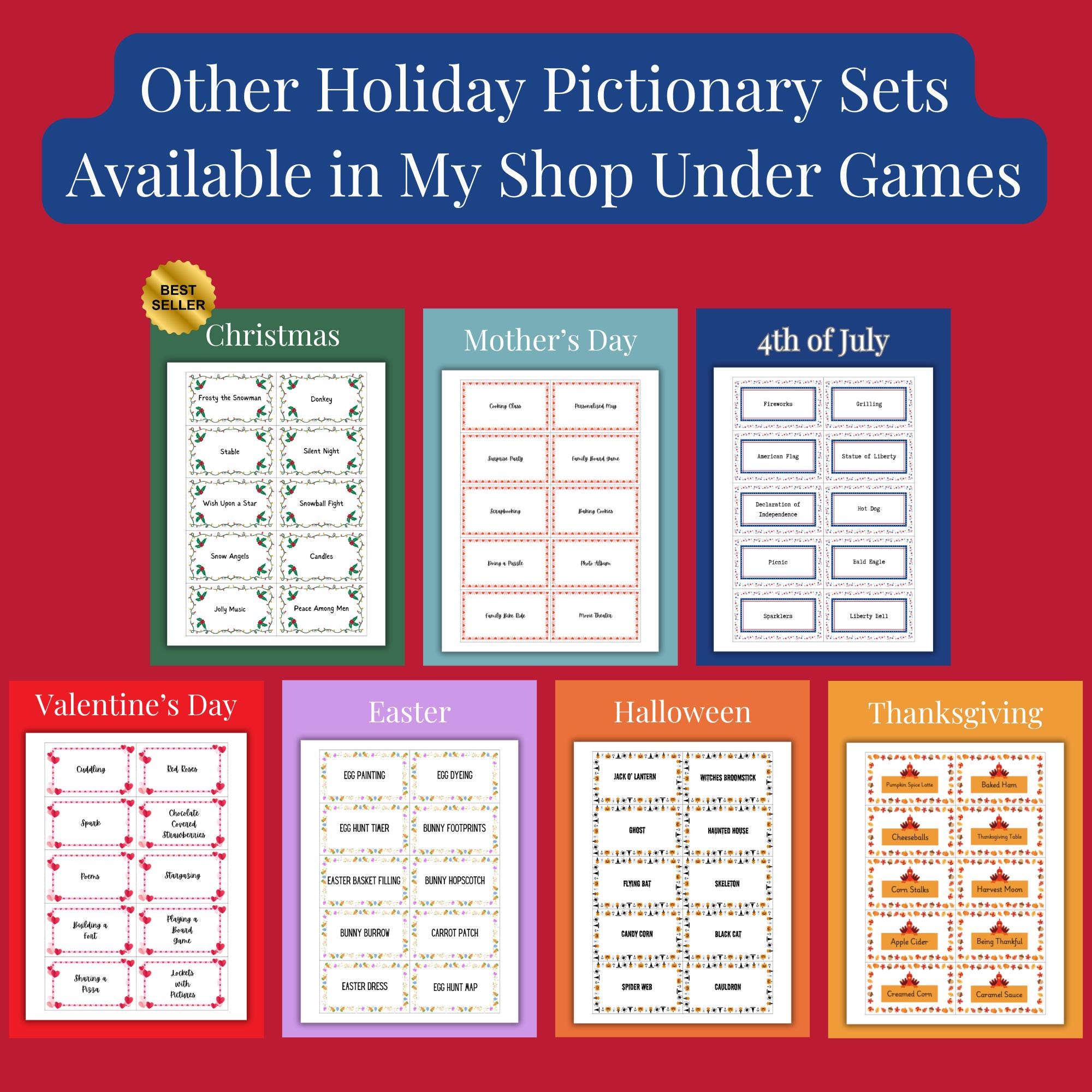 4th of July Pictionary, Patriotic Fourth of July Game, School Party ...