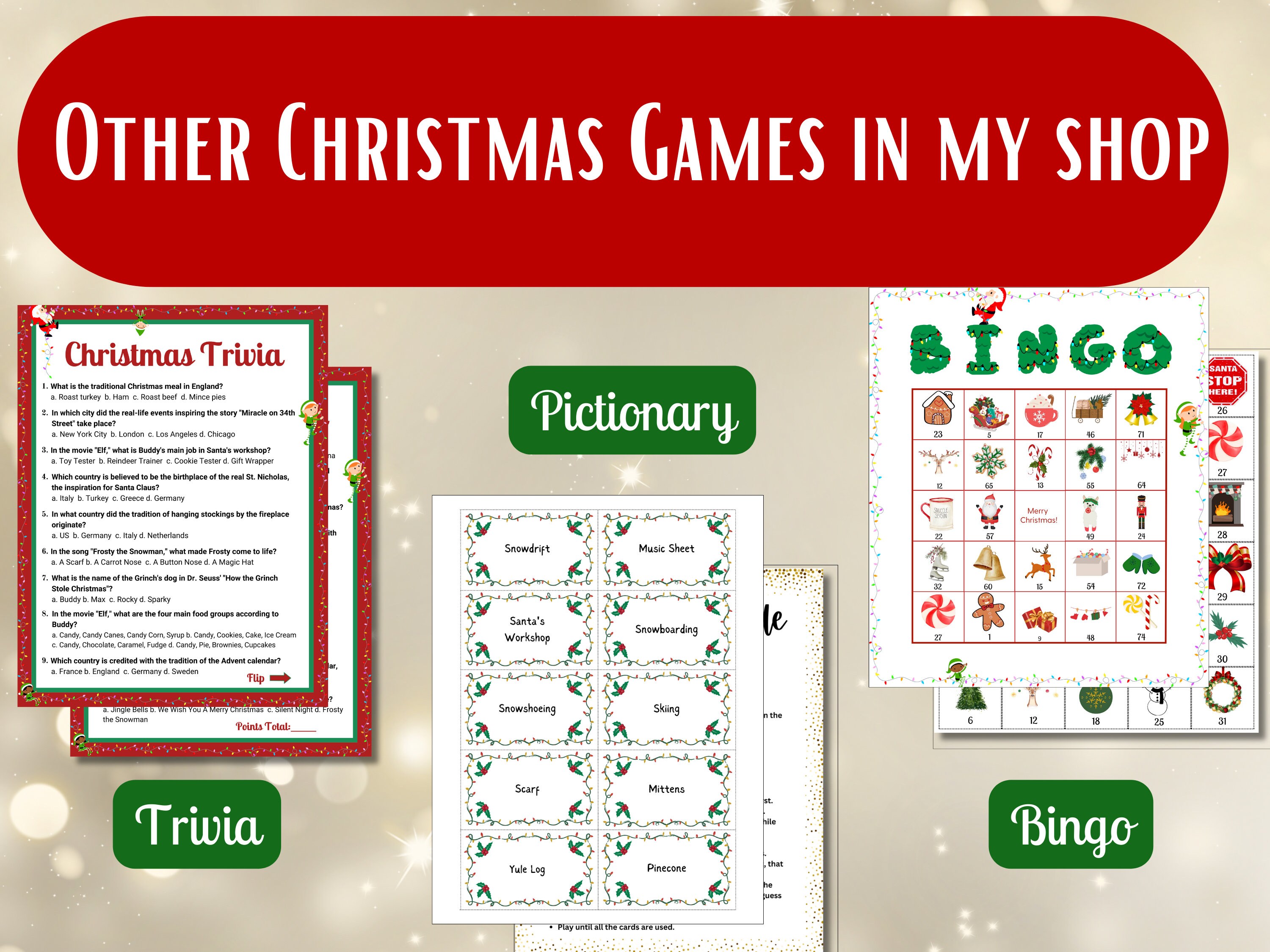 Christmas Emoji Pictionary, Christmas Printable Party Games, Christmas ...