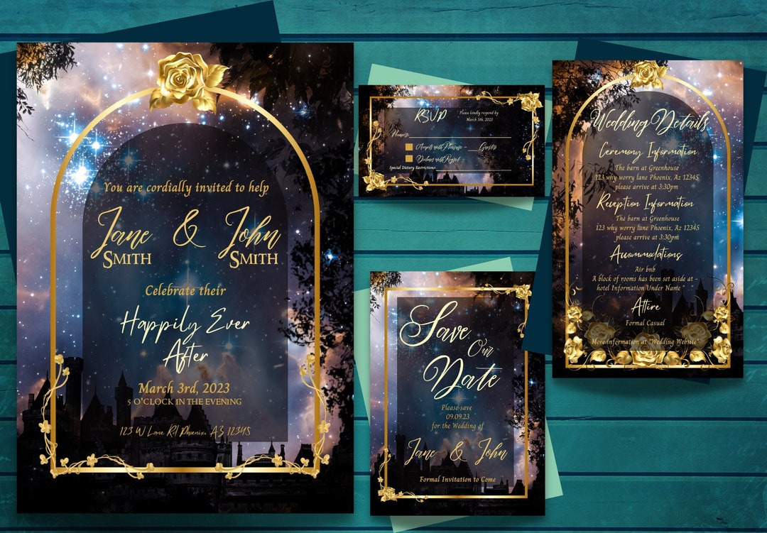 Fantasy Wedding Invitation Bundle | Digital Download | Template ...
