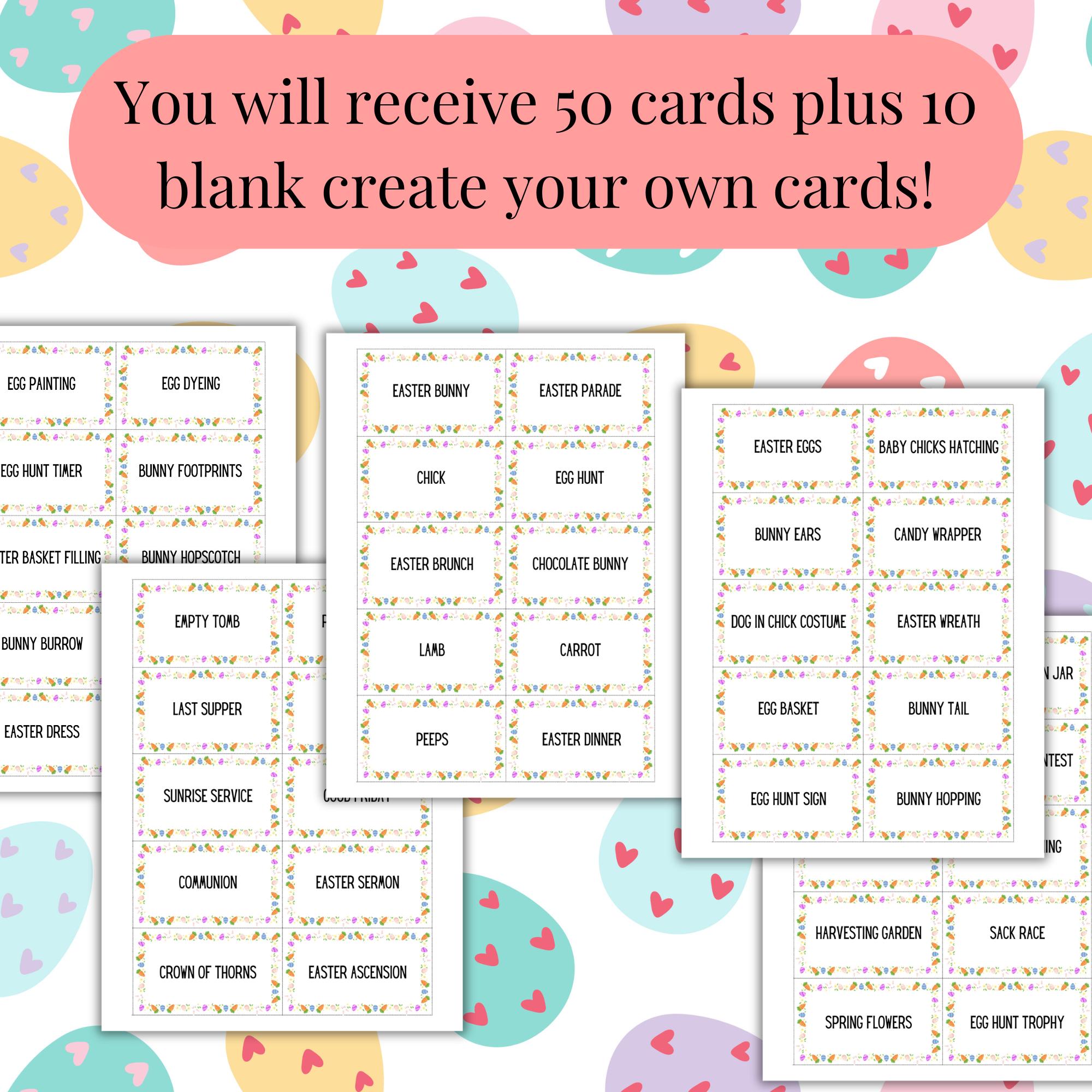 Easter Pictionary Printable Game, 60 Cards, Family & Teacher Game ...