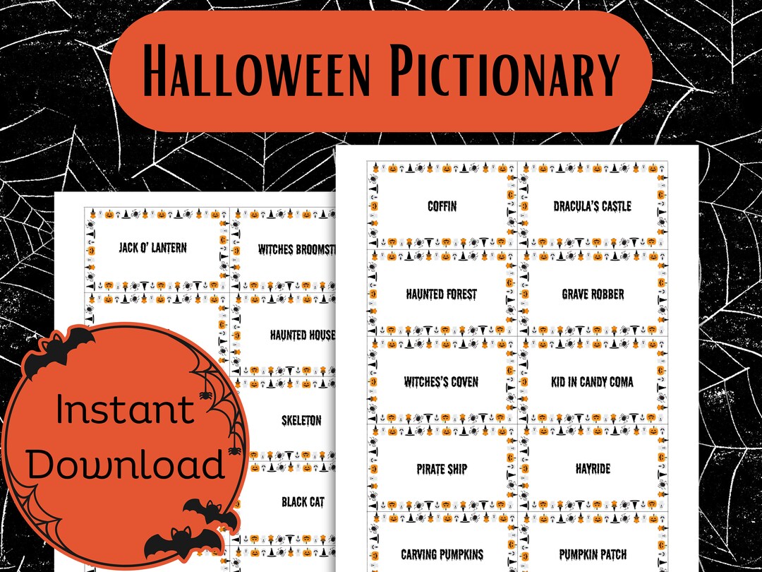 Halloween Pictionary Party Game, 60 Cards, Fun Party Games for Adults ...