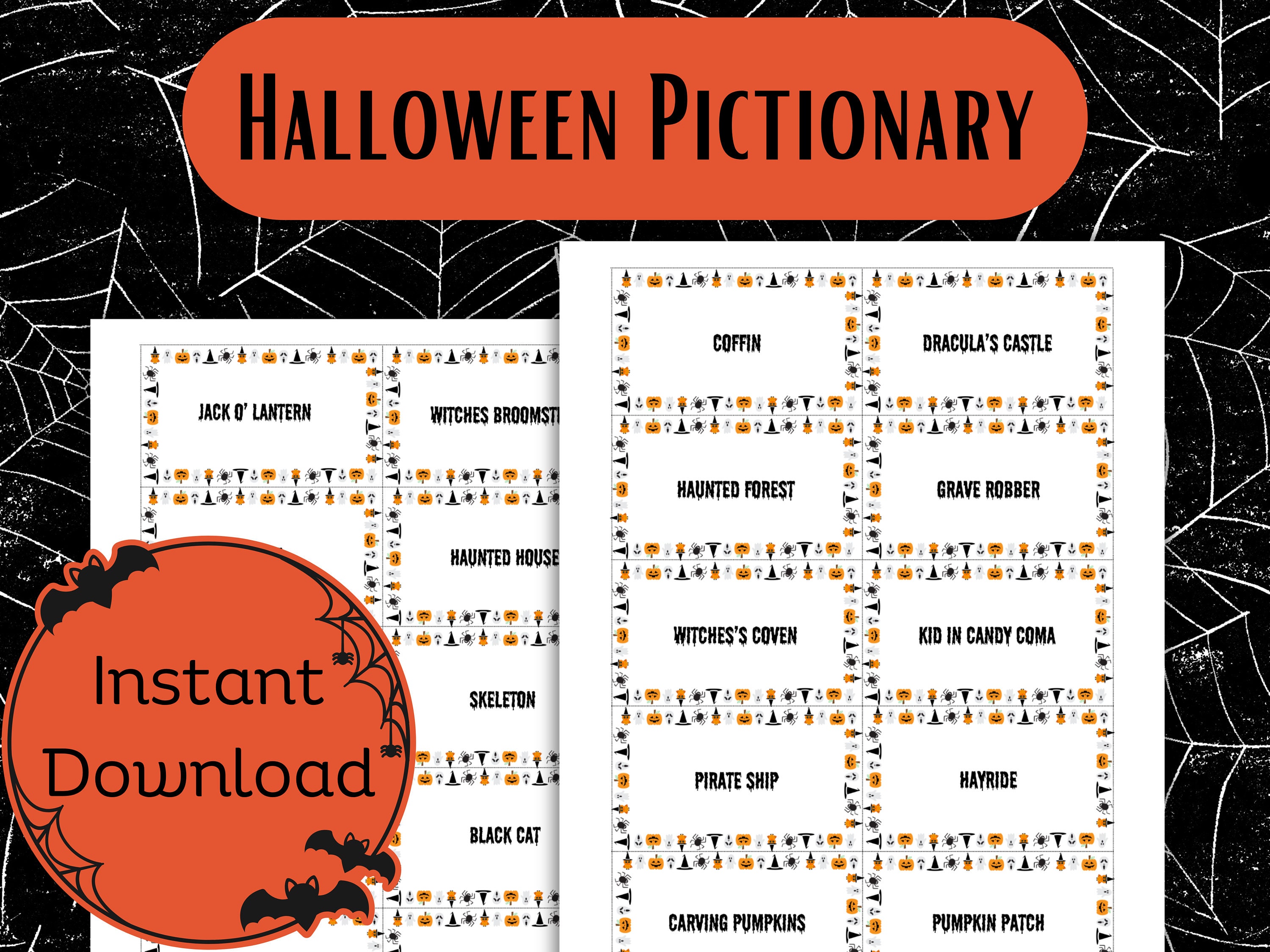 Halloween Pictionary Party Game, 60 Cards, Fun Party Games for Adults ...