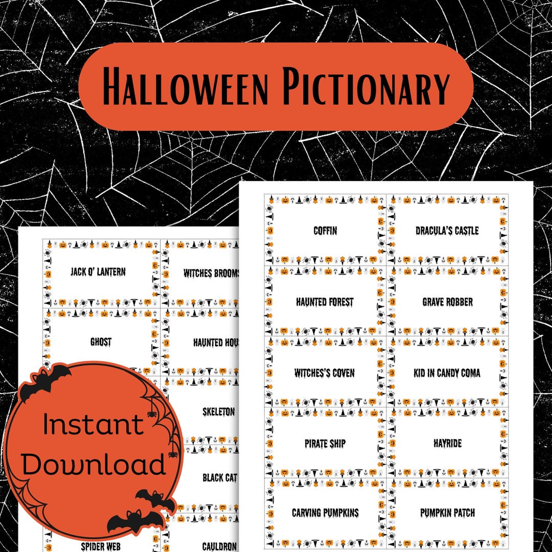 Halloween Pictionary Party Game, 60 Cards, Fun Party Games for Adults ...