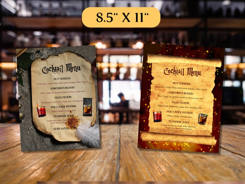 Wizard Themed Cocktail Menu Template, Magical Wedding Bar Menu ...