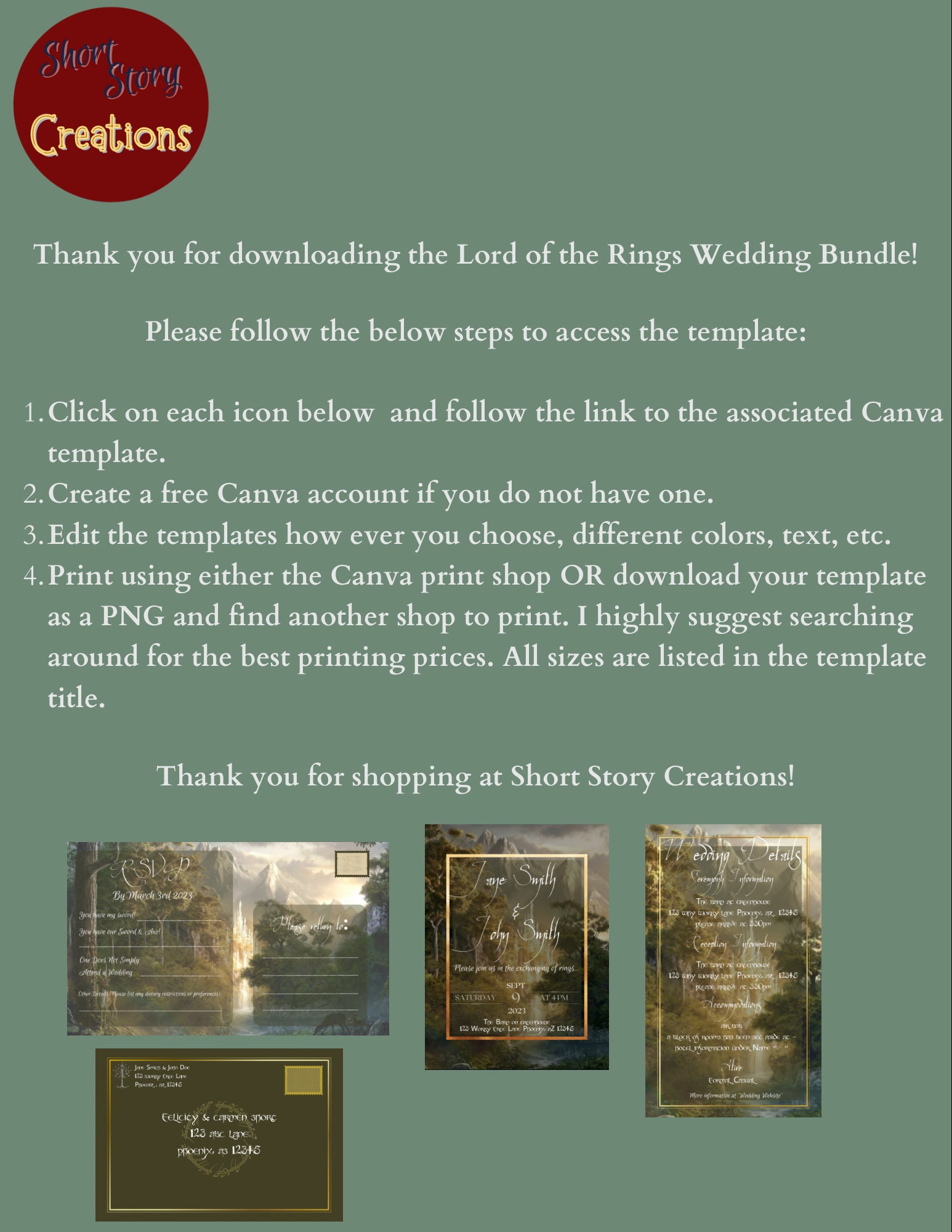 Lord of the Rings Wedding Invitation Bundle - Etsy