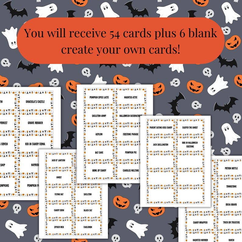 Halloween Pictionary Party Game, 60 Cards, Fun Party Games for Adults ...