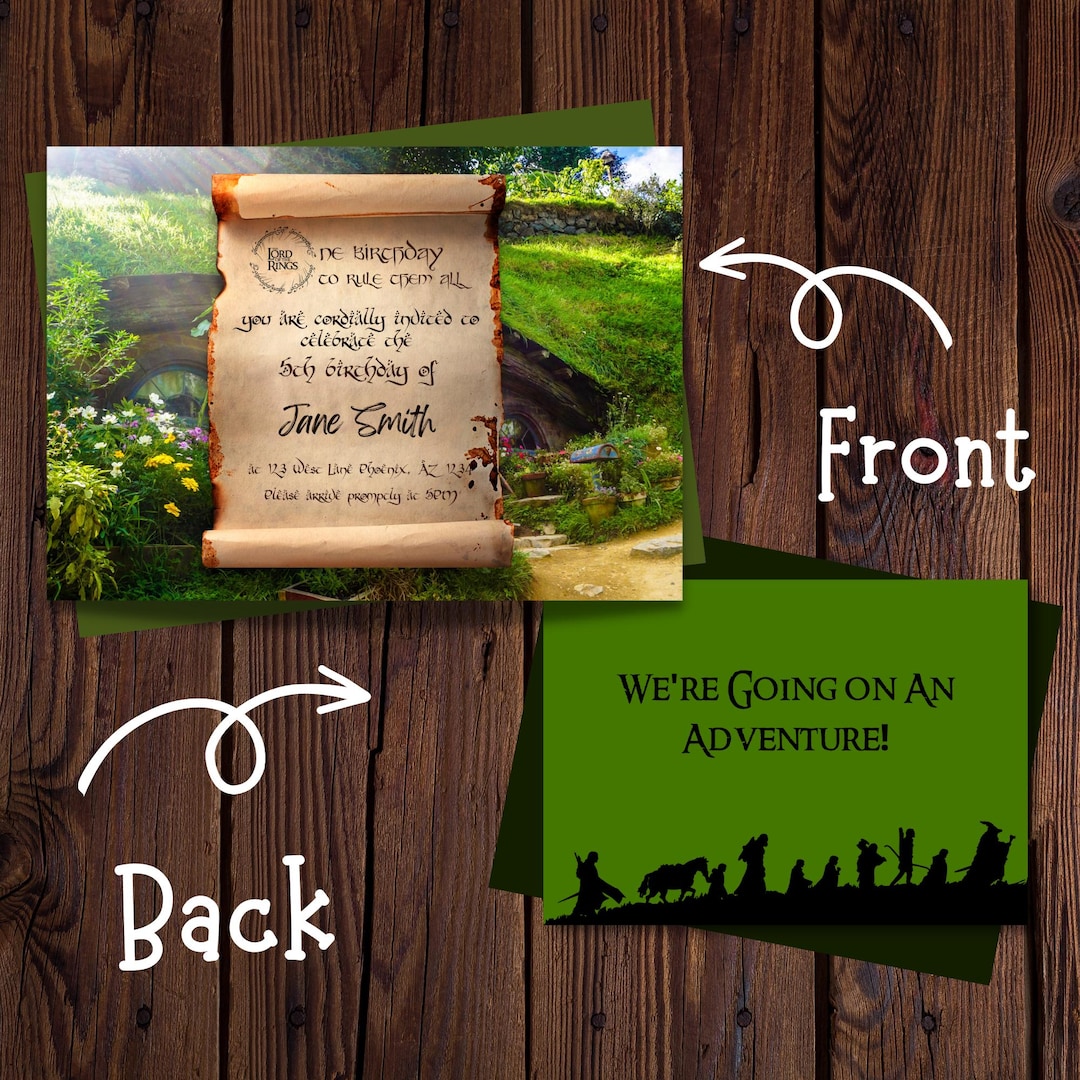 Lord of the Rings Birthday Invitation, Digital Download, Customizable ...