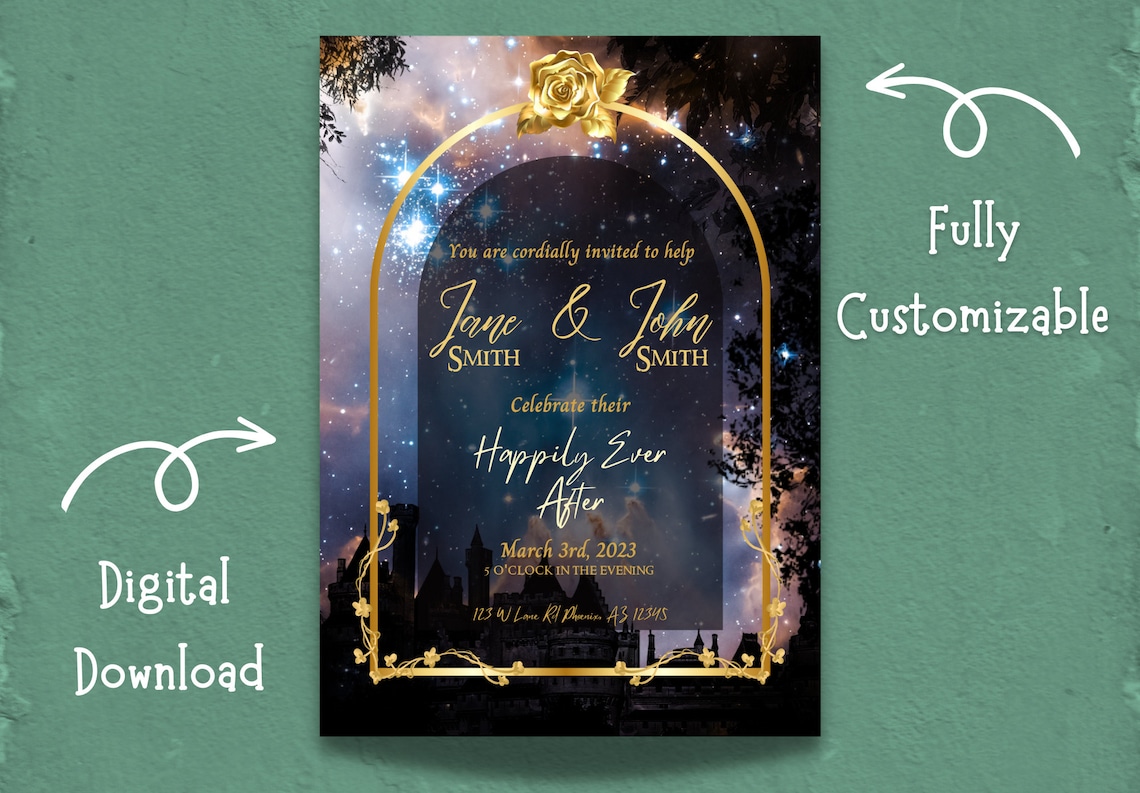 Fantasy Wedding Invitation Bundle, Magical Wedding, Customizable ...