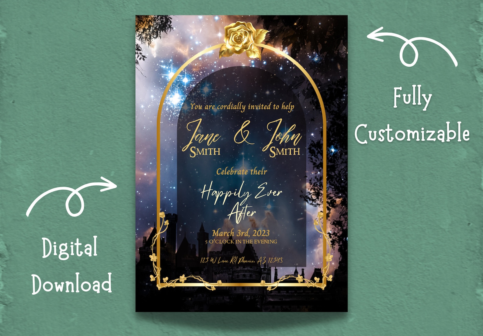 Fantasy Wedding Invitation Bundle, Magical Wedding, Customizable ...