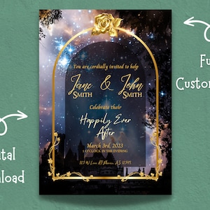 Fantasy Wedding Invitation Bundle, Magical Wedding, Customizable ...