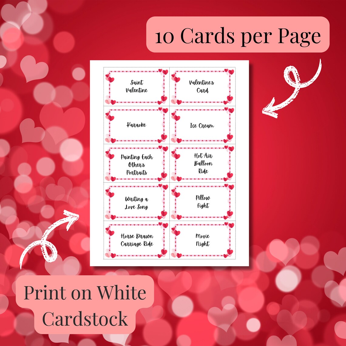 80 Valentine's Day Pictionary Cards | Printable Valentine Pictionary ...