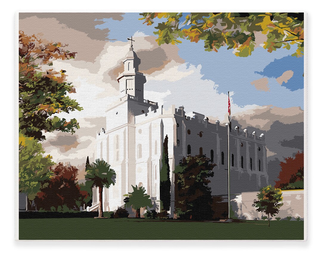 LDS Paint by Numbers Kit St. George Utah Temple 16x20 Painting Kit of ...