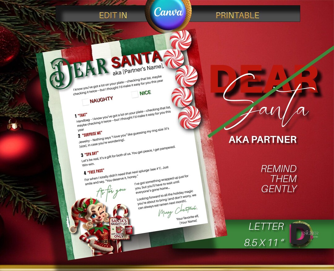Adult Letter to Santa, Dear Santa Letter, Funny Letter to Santa ...