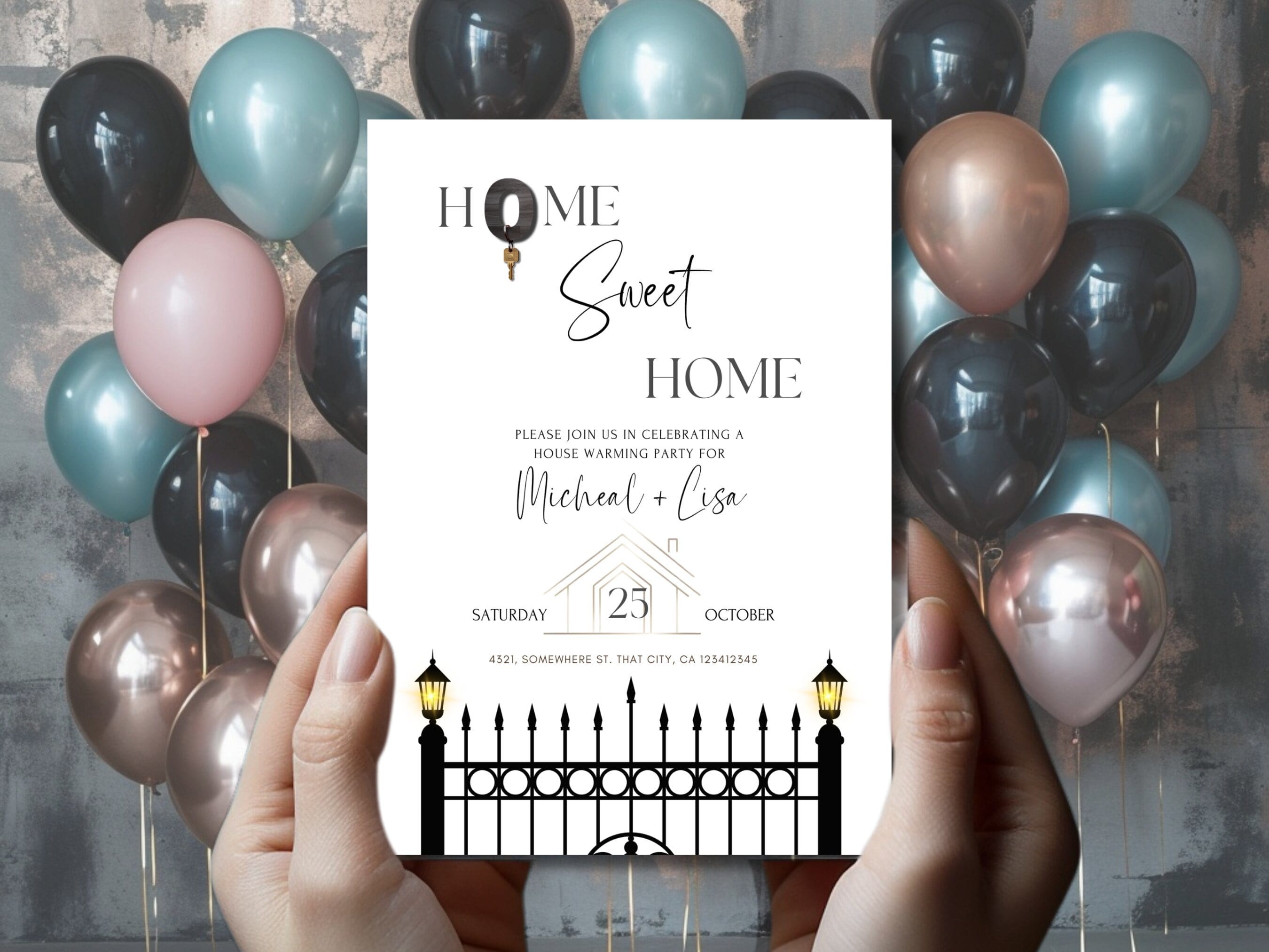 Minimalist Housewarming Party Invitation, Digital Invite, New Home ...