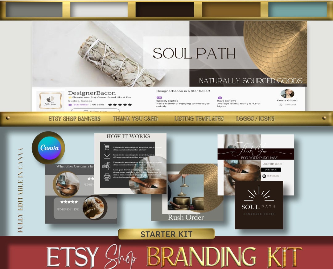 Etsy Shop Kit, Etsy Shop Banner, Canva Branding Kit, Bundle, Zen Theme ...