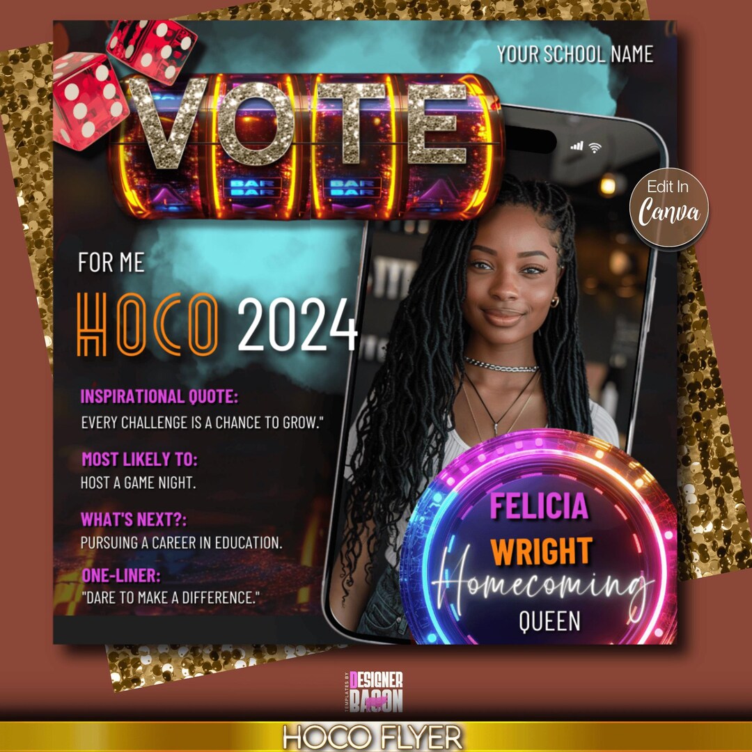 Homecoming Queen Flyer, Hoco Flyer, Homecoming King Flyer Template ...