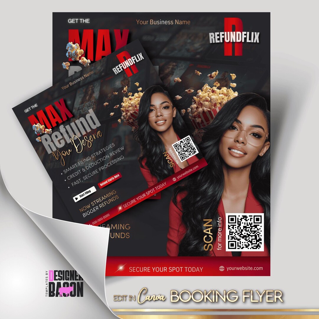 Tax Flyer Template · Editable Canva Tax Prep Flyer · Accountant Booking ...