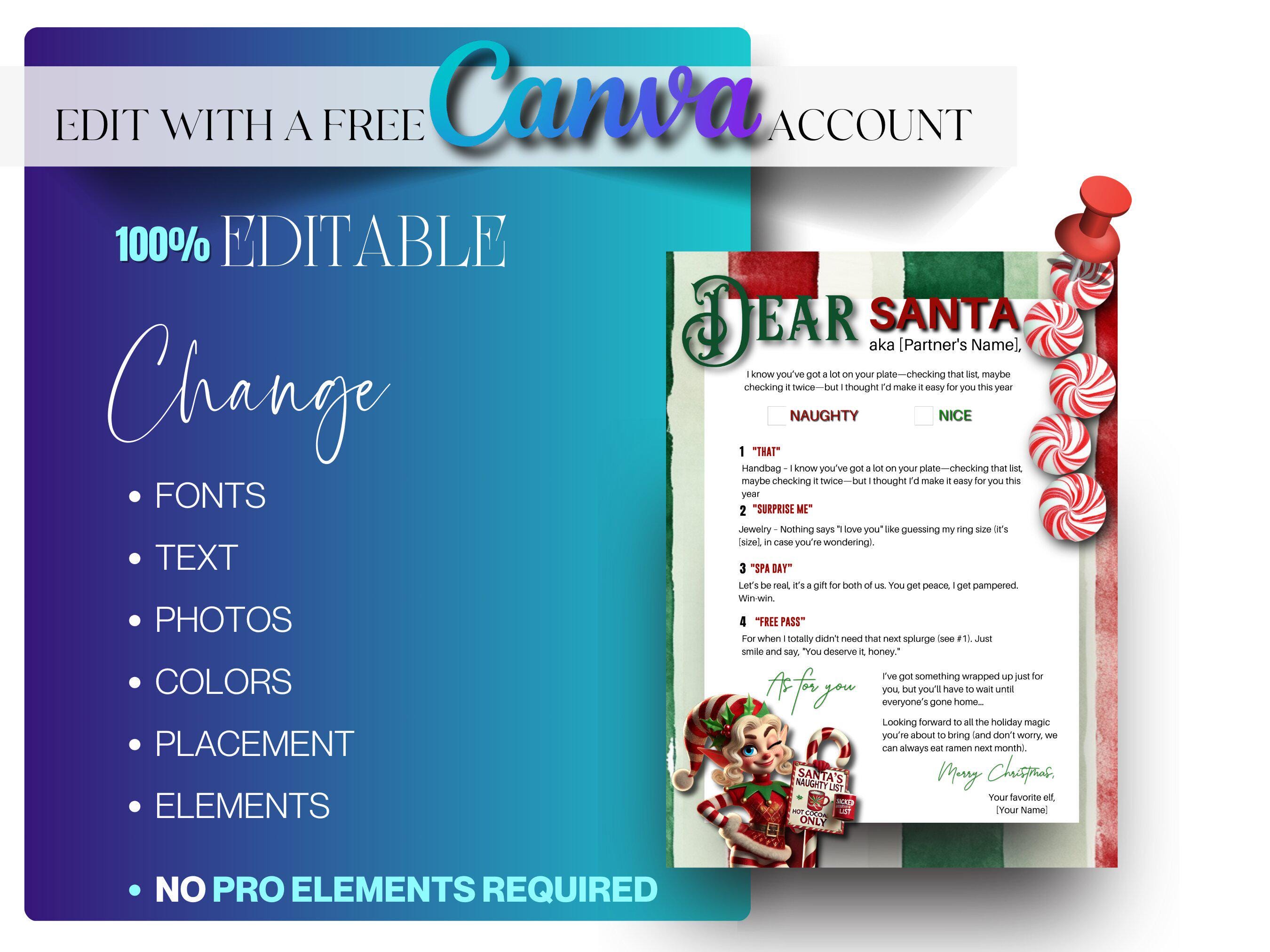 Adult Letter to Santa, Dear Santa Letter, Funny Letter to Santa ...