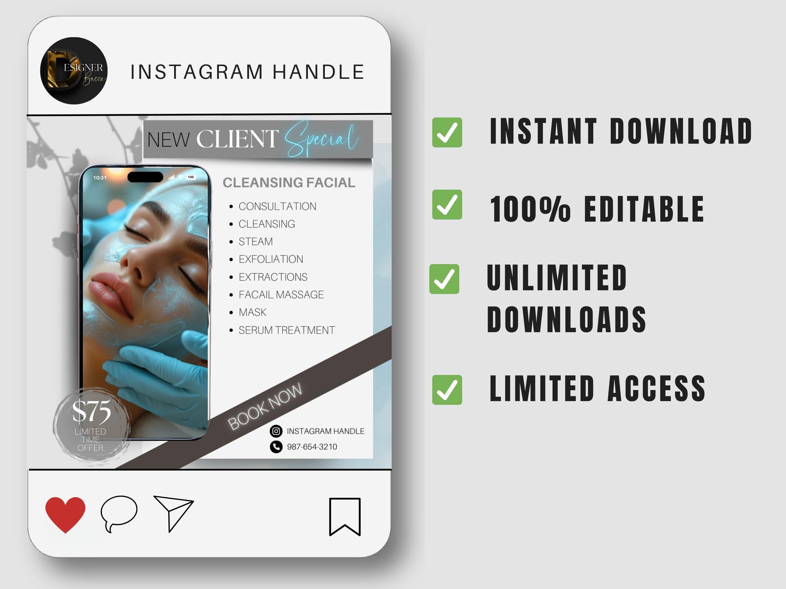 Facial Specials Flyer, Facial Flyer, Facial Treatment Flyer, Fresh ...