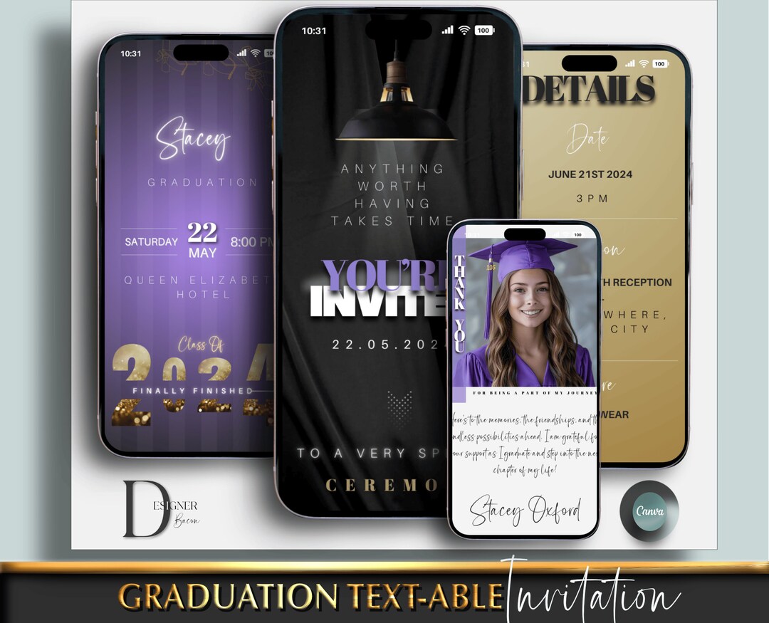 Grad Party Invitation, Animated Digital Graduation Announcement ...