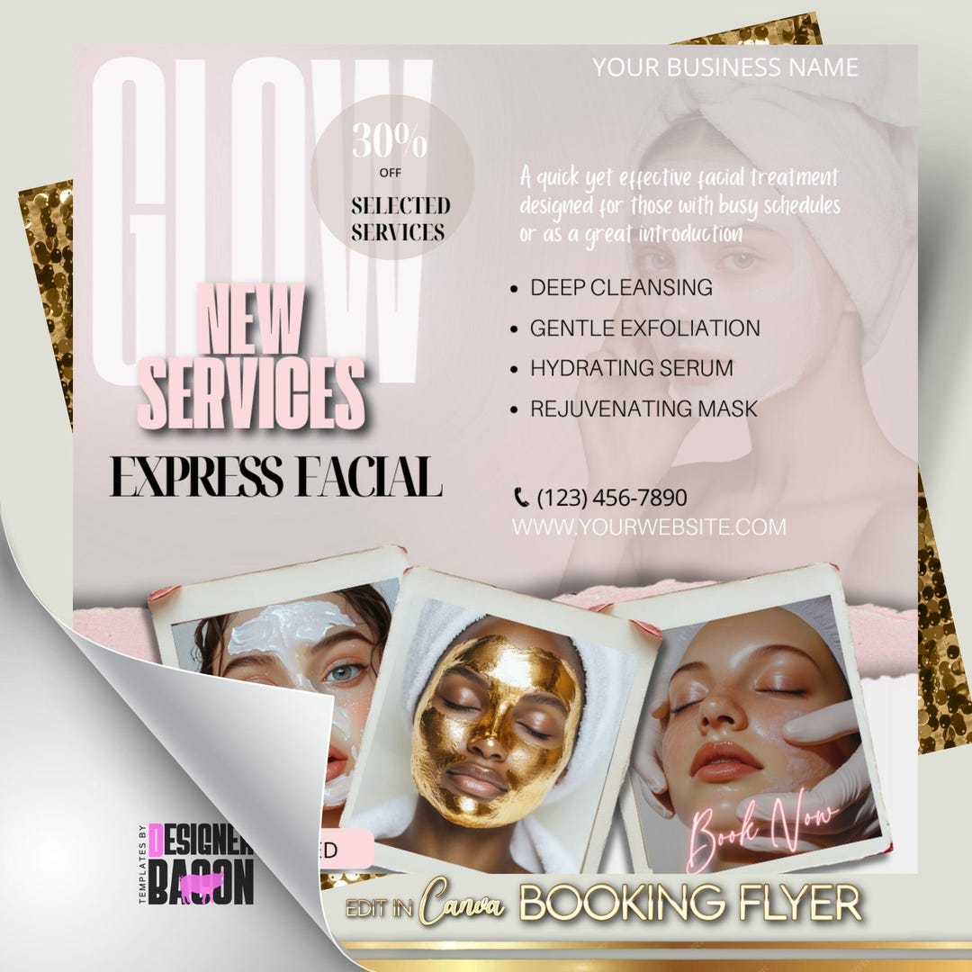 Facial Specials Flyer, PINK Facial Flyer, Facial Treatment Flyer ...