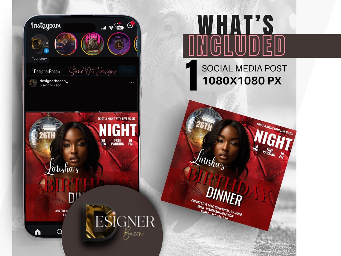 Red Birthday Flyer, Birthday Girl Invitation, Birthday Party Invitation ...