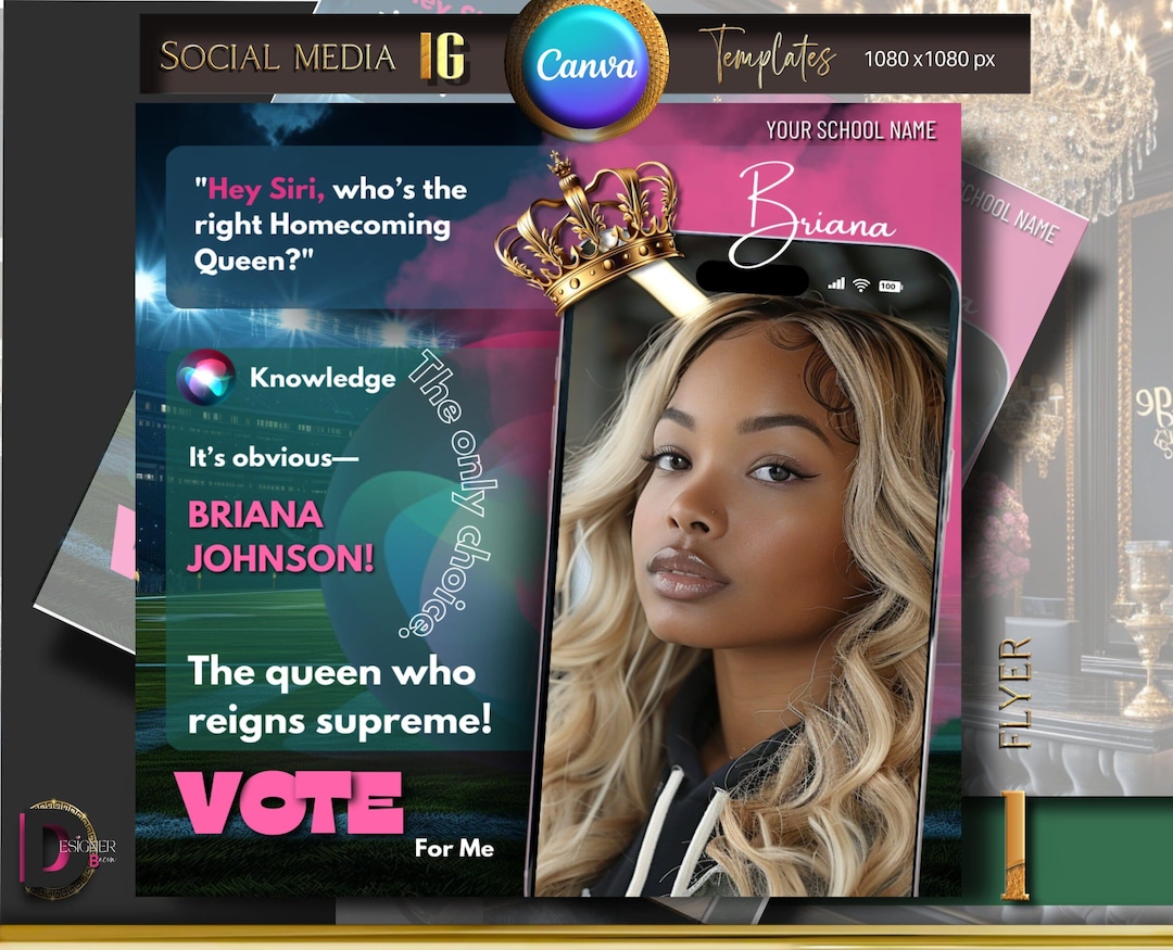 Homecoming Flyer, Vote for Me, Template, HOCO Flyer, Homecoming Queen Flyer, Homecoming King ...