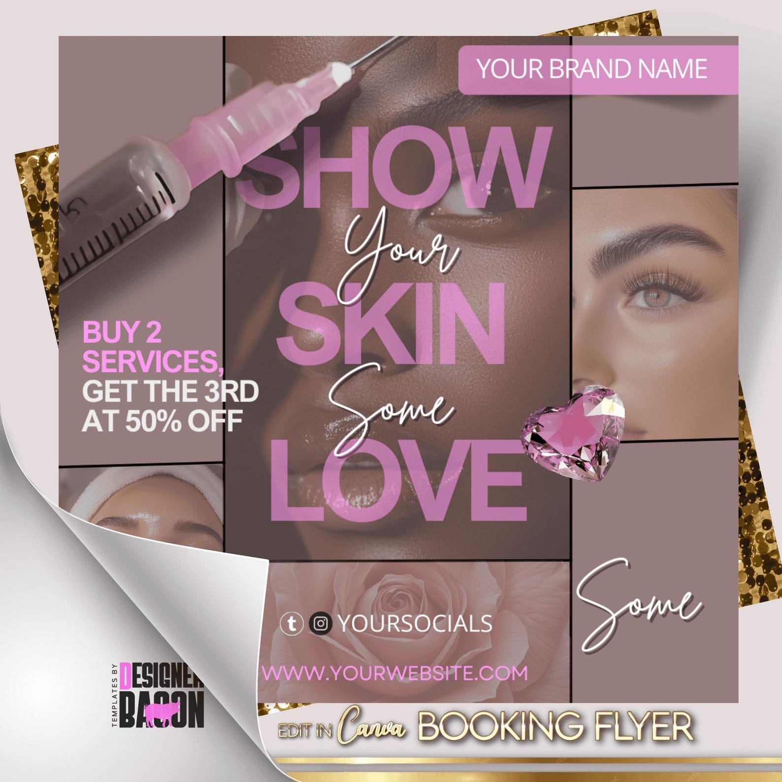 Facial Flyer, Valentine’s Day Booking, Promo Flyer, Facial Treatment ...