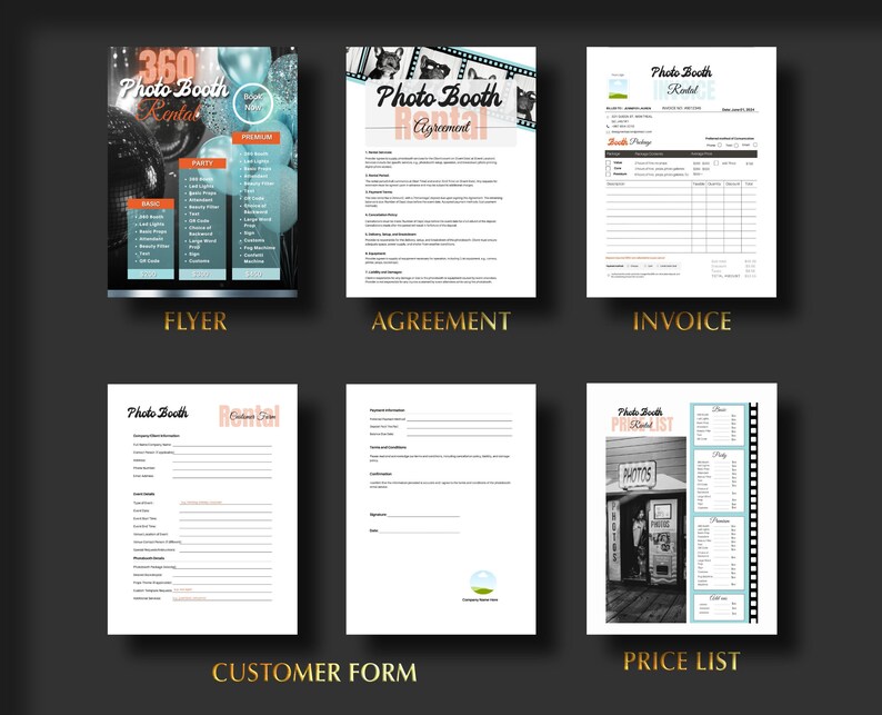 PHOTO BOOTH Contract, 360 Template Bundle, Rental Agreement Terms ...
