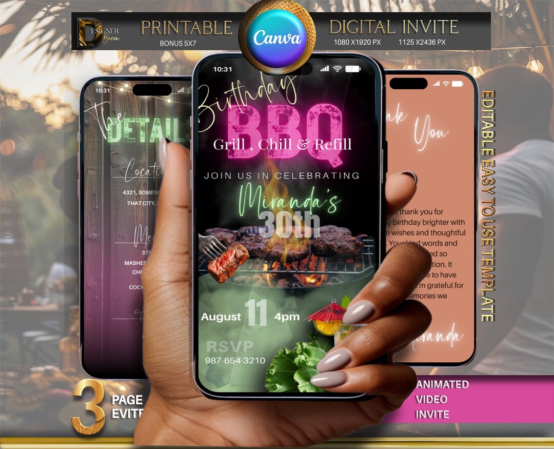 Let's Grill and Chill Digital Invitation - Editable BBQ Cookout Evite ...