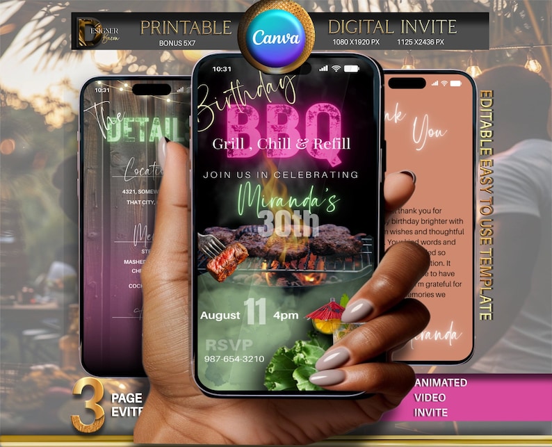 Let's Grill and Chill Digital Invitation - Editable BBQ Cookout Evite ...