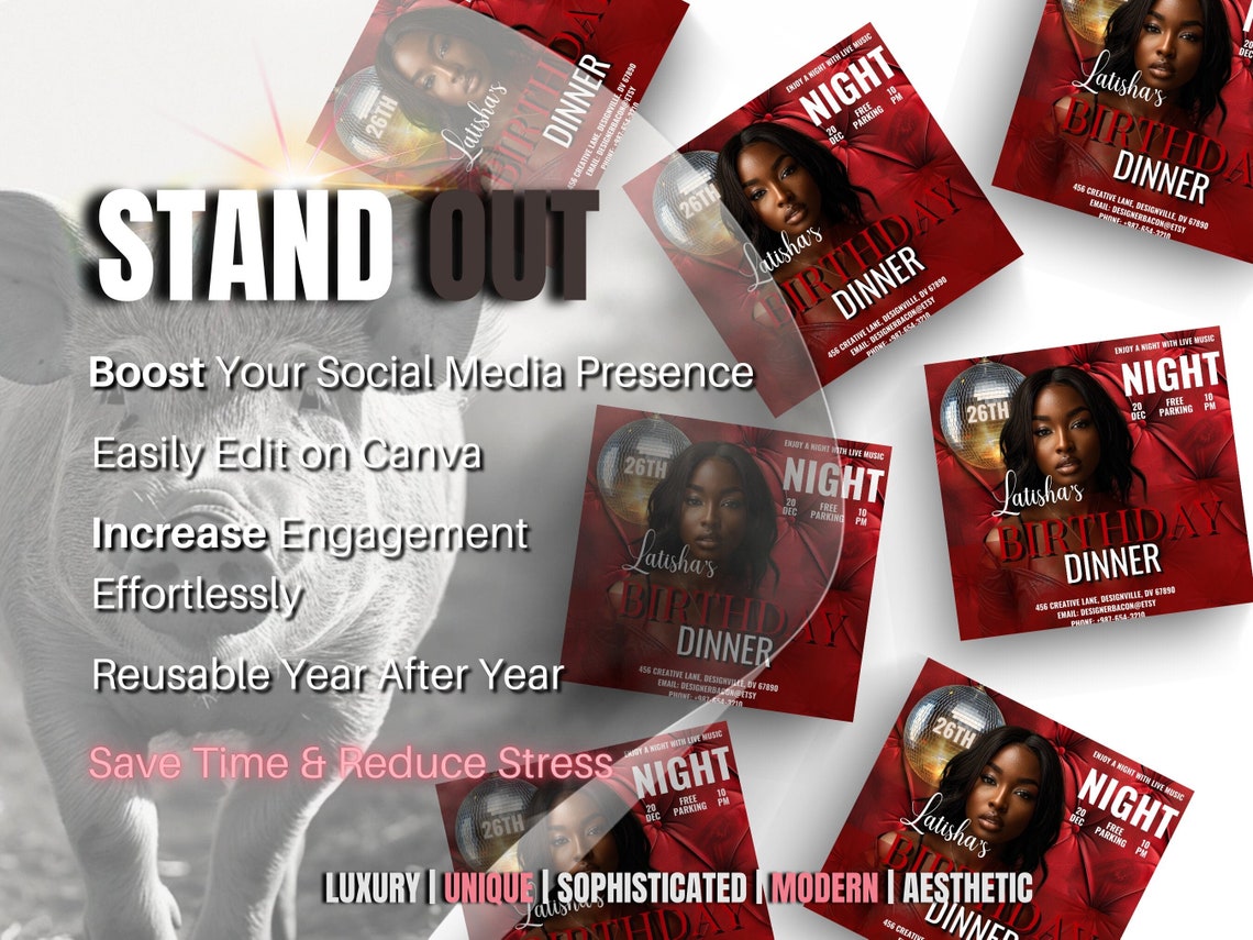 Red Birthday Flyer, Birthday Girl Invitation, Birthday Party Invitation ...