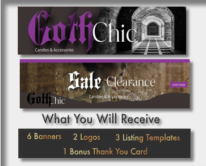GOTHIC Etsy Shop Kit, Dark Etsy Banner, Goth Branding Kit, Photo ...