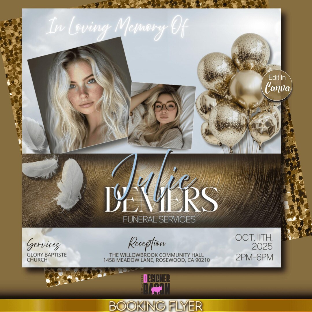 Memorial Funeral Announcement Flyer, Funeral Flyer Template ...