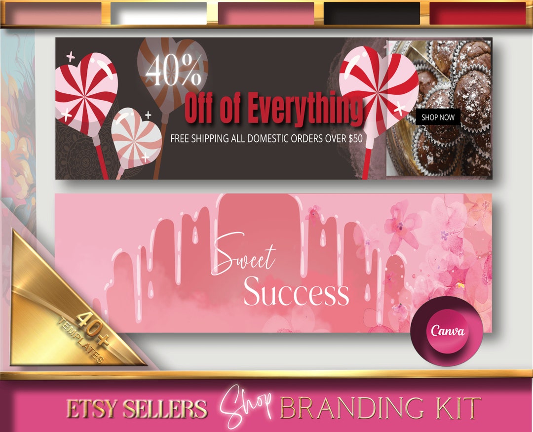 Valentine ‘s Day Etsy Shop Banner, Pink Store Kit, Etsy Shop Kit for ...