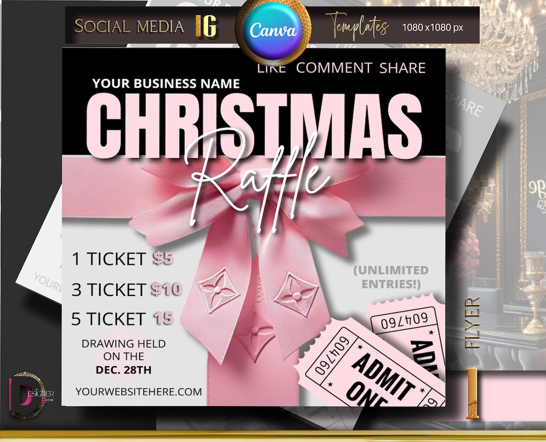 Christmas Raffle Giveaway Flyer, DIY Holiday Flyer, Giveaway Flyer ...