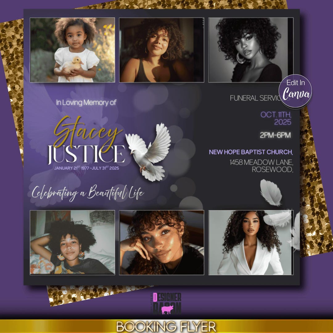 Memorial Funeral Announcement Flyer, Funeral Flyer Template ...