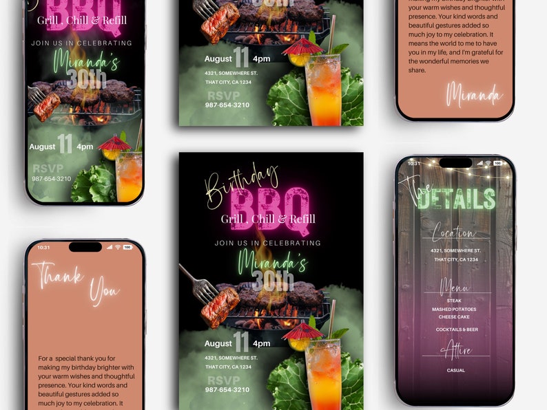 Let's Grill and Chill Digital Invitation - Editable BBQ Cookout Evite ...