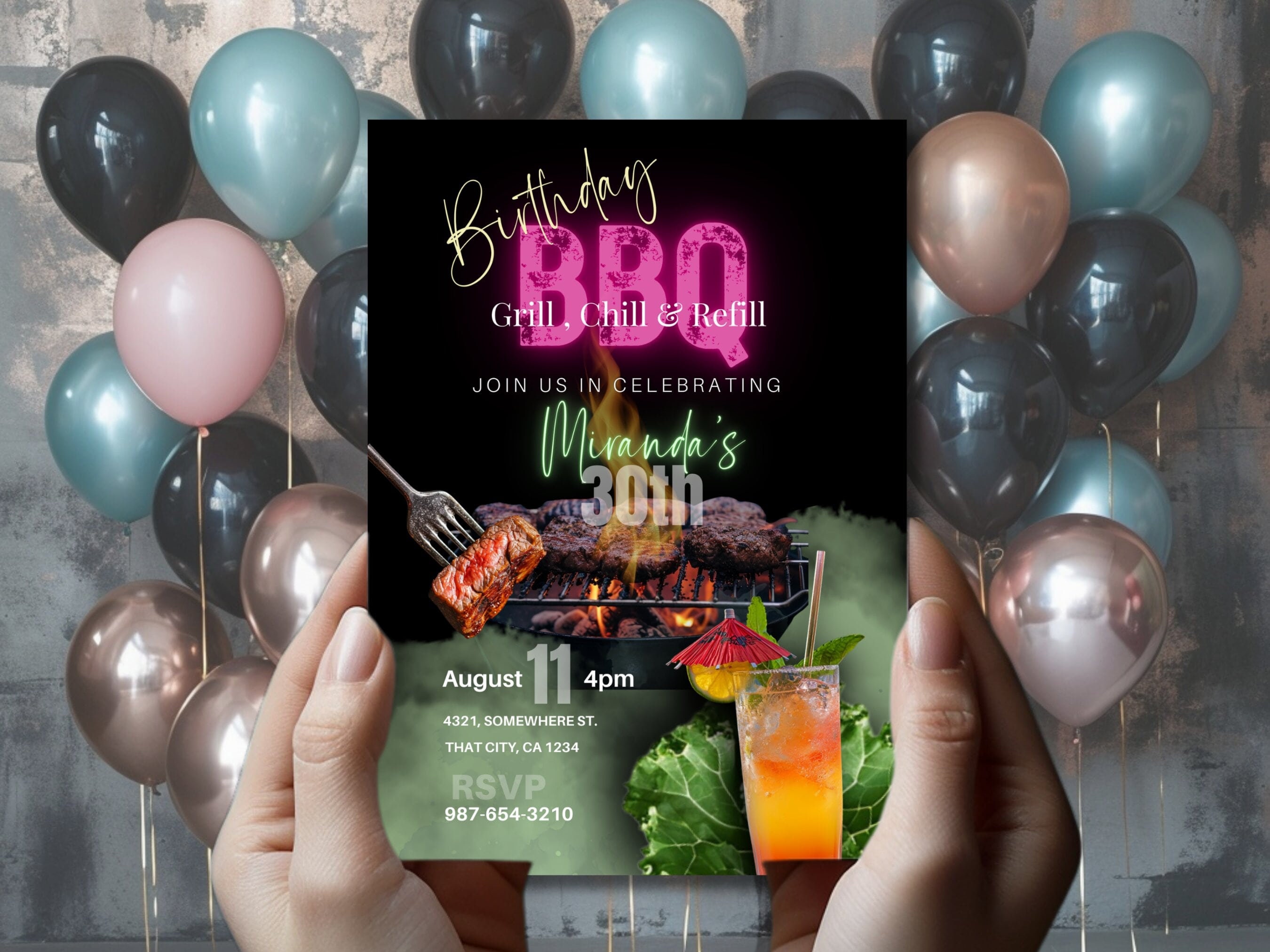 Let's Grill and Chill Digital Invitation - Editable BBQ Cookout Evite ...
