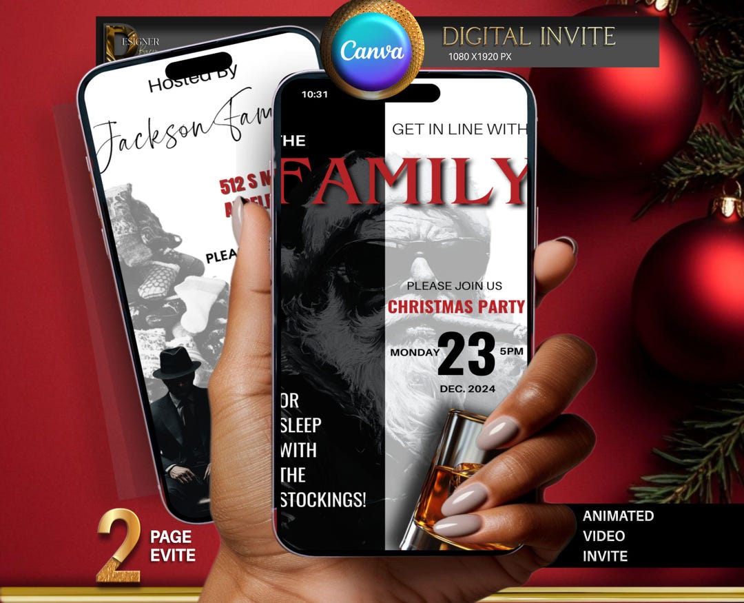 Christmas Party Invitation, Funny Party Invite, Mafia Party, Editable ...