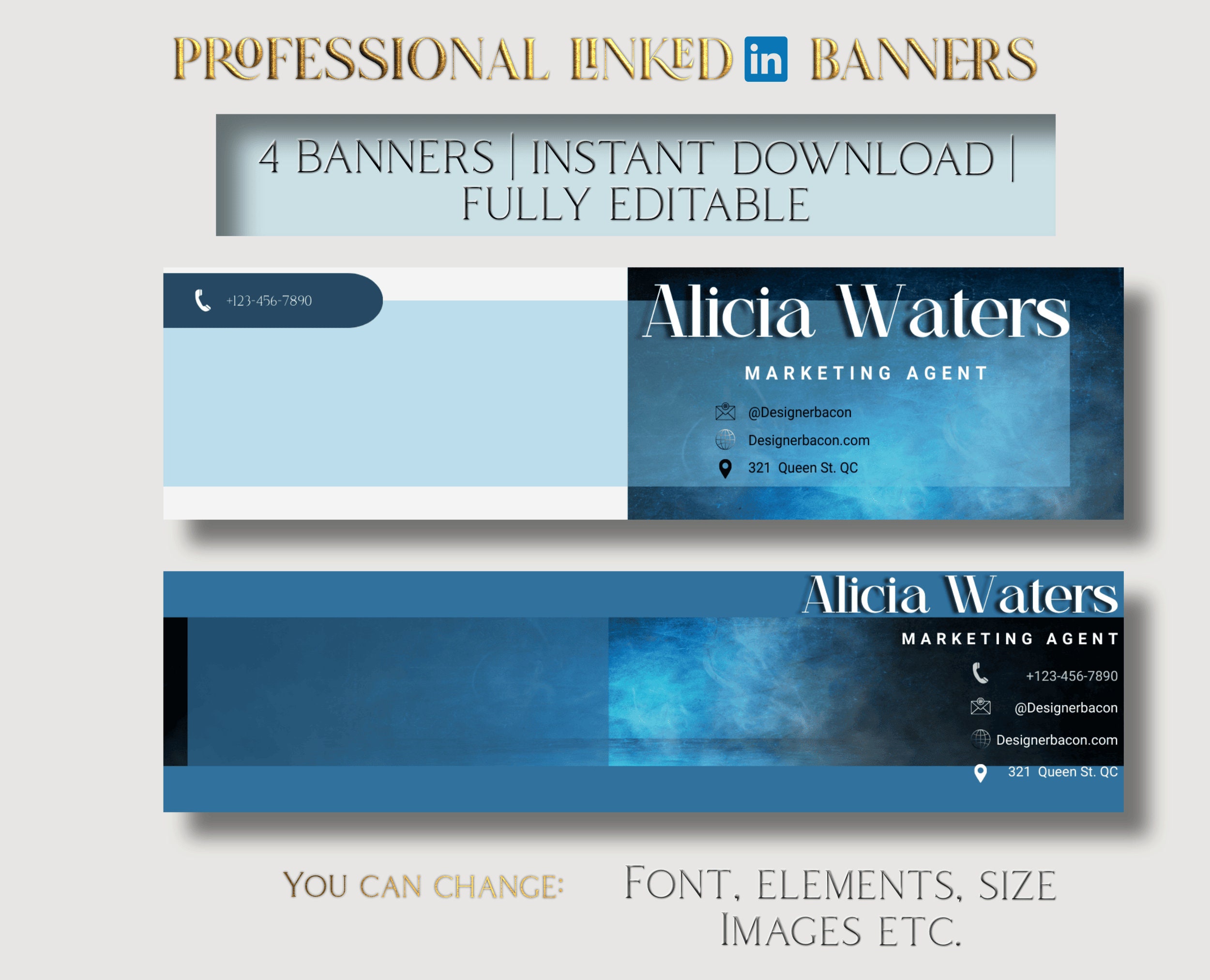 Blue Linkedin Banner Modern Professional Linkedin Banner - Etsy